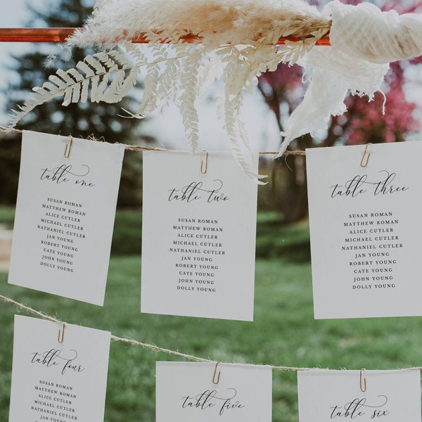 Table Seating Chart Cards Template - Etsy