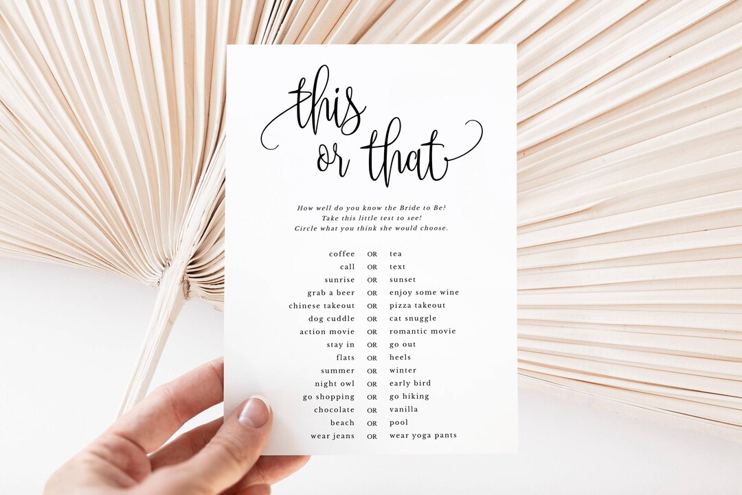 Editable Party Game, This or That, Self-edit Colors and Text, Instant ...