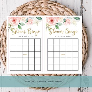 Printable Prefilled Baby Shower Bingo Game, Pink Watercolor Flowers, 50 ...