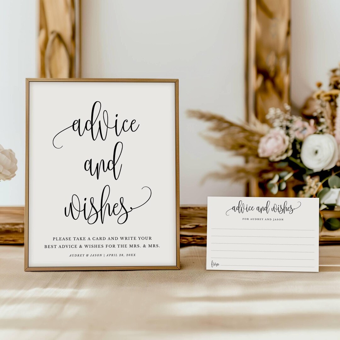 Editable Calligraphy Script Wishes and Advice Cards and Sign ANY EVENT ...