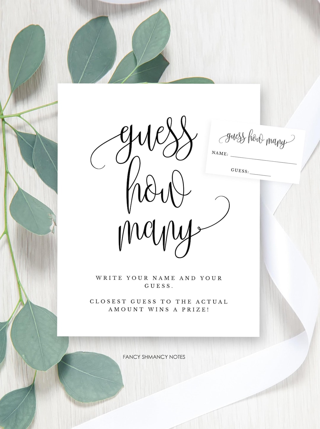 Guess How Many Game Shower Game Party Activity, Display Sign and Cards ...