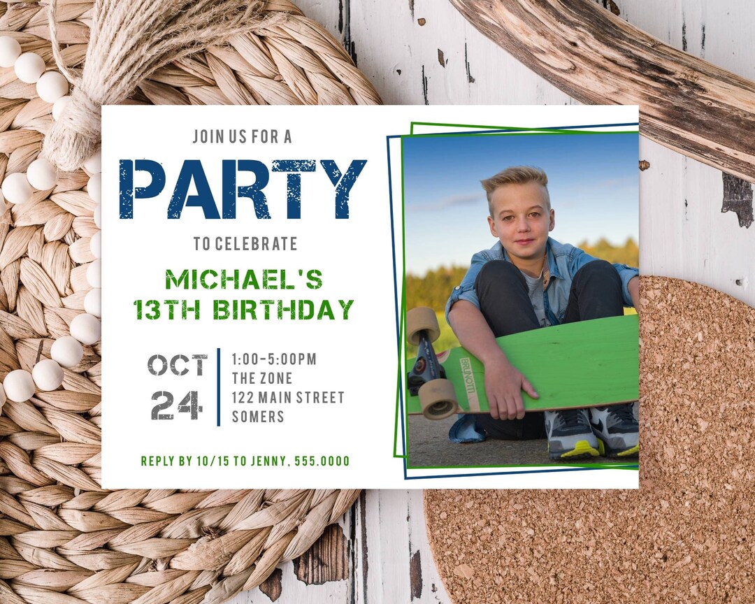 Simple Birthday Party Photo Invitation-edit Yourself-all Text and ...