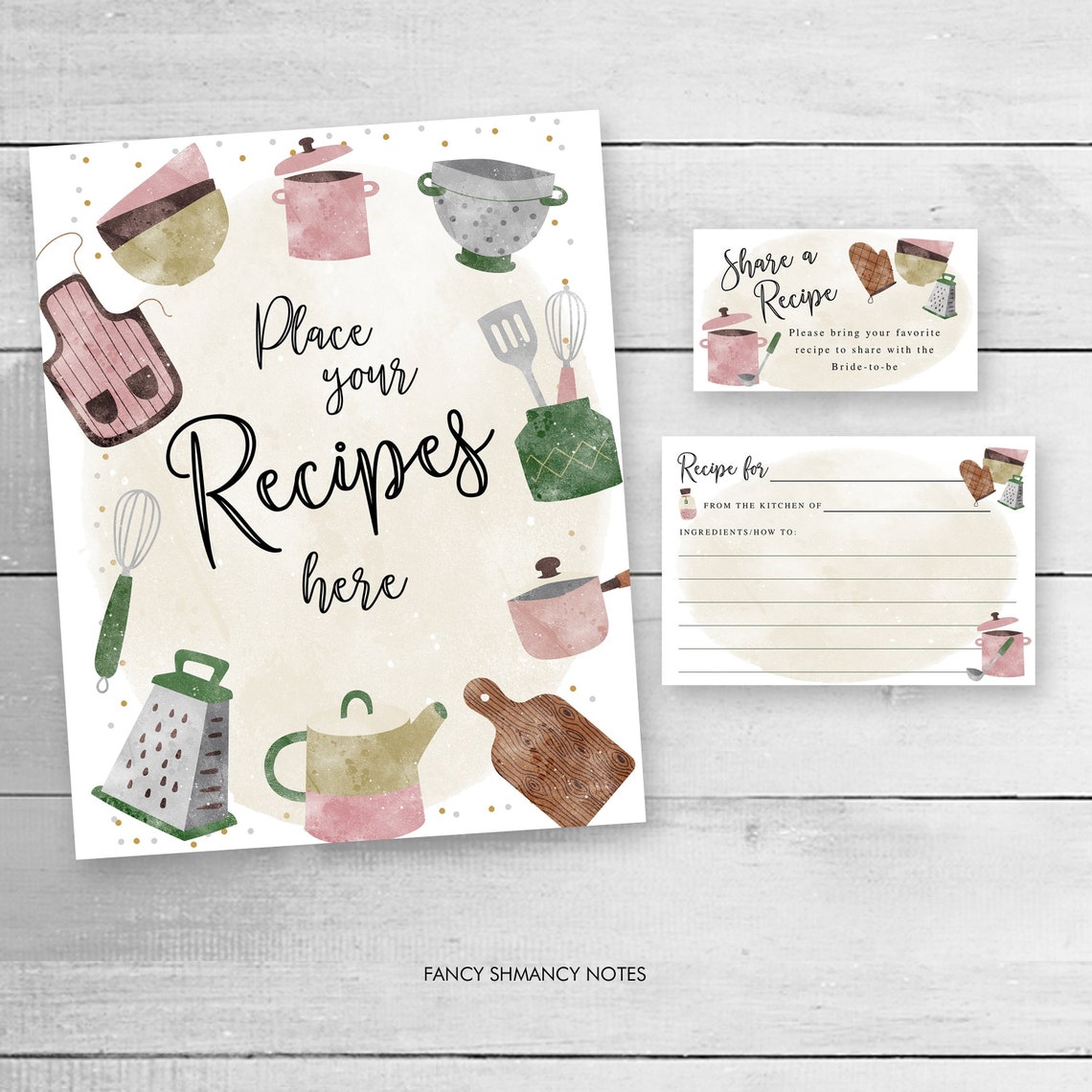 Bring a Recipe Printable Invitation Insert Recipe Card and - Etsy