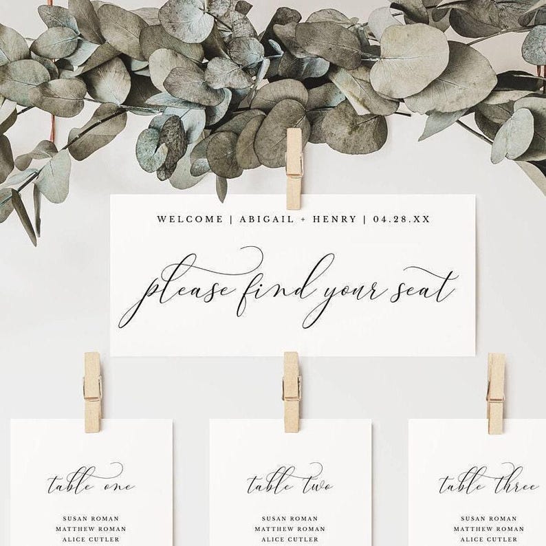 Modern Seating Chart With Elegant Script, Fully Edtiable Corjl Template ...