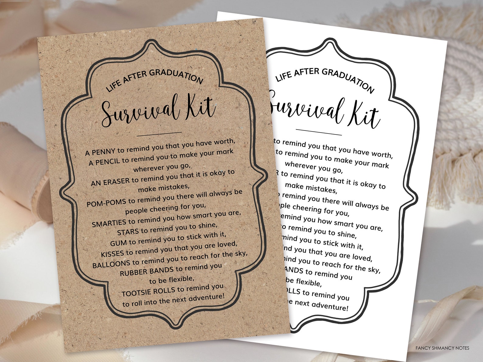EDITABLE Survival Kit in a Jar, Graduation, Retirement or Any Event ...