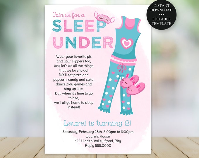 VIP Pass, Slumber Party Invitation, Pajama Party, Sleepover Invitation ...