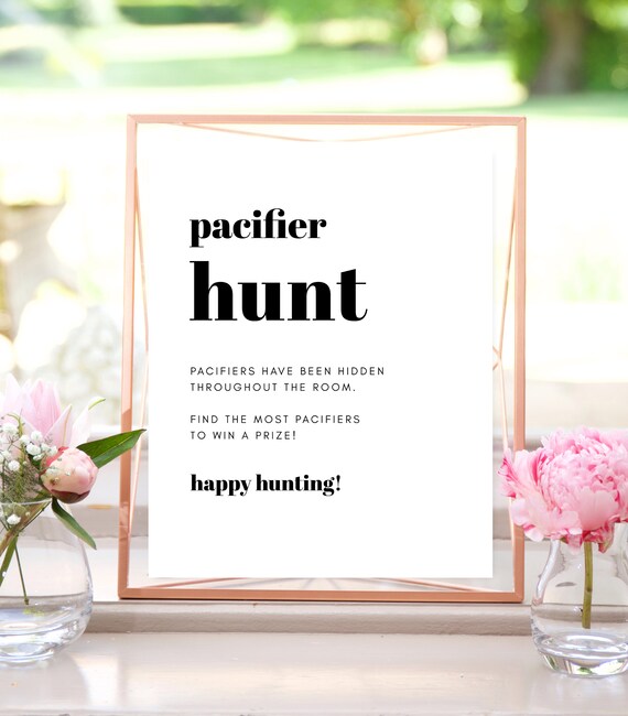 Editable Pacifier Hunt Baby Shower Game, Minimalist Chunky Print ...