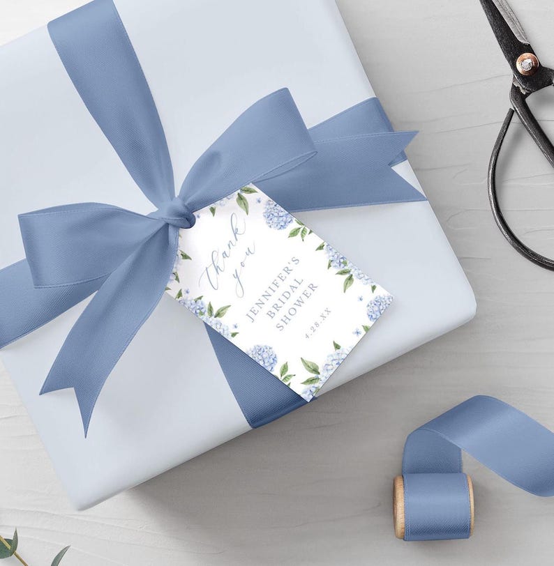 Blue Hydrangea Editable Favor Tags, Blue Flower Frame | Edit Online for ...
