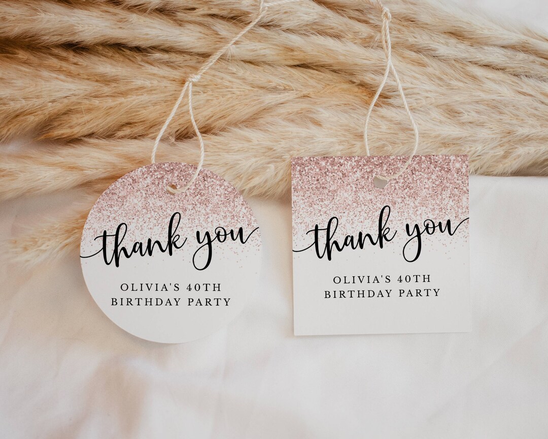 Pink Glitter Confetti Editable Favor Tag or Sticker Template Any Event ...