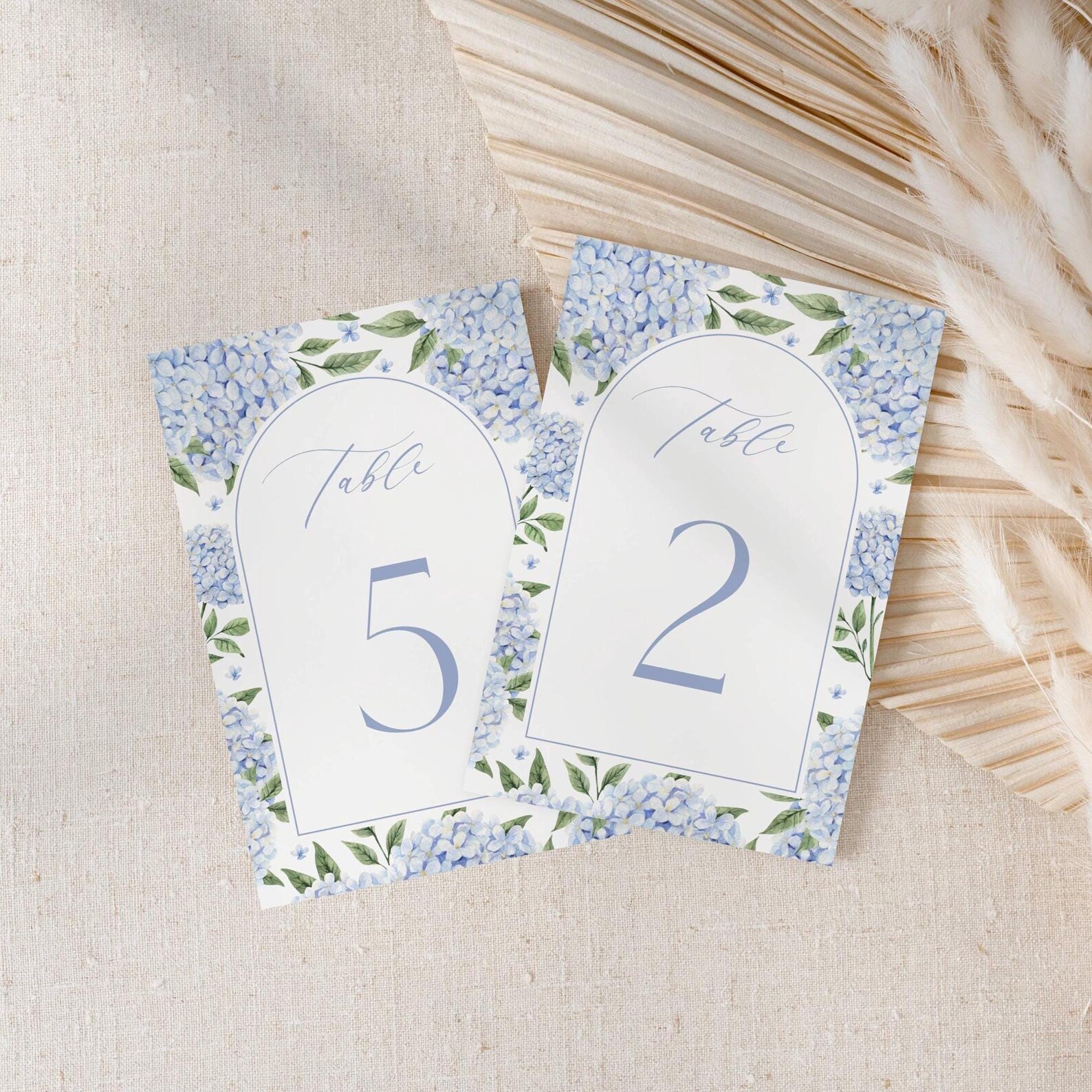 Blue Hydrangea Table Number Cards 1-20 | Size: 4x6" | Blue Flower Arch ...