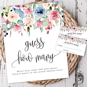 Guess How Many Printable Game Sign and Guessing Slips, Pretty ...