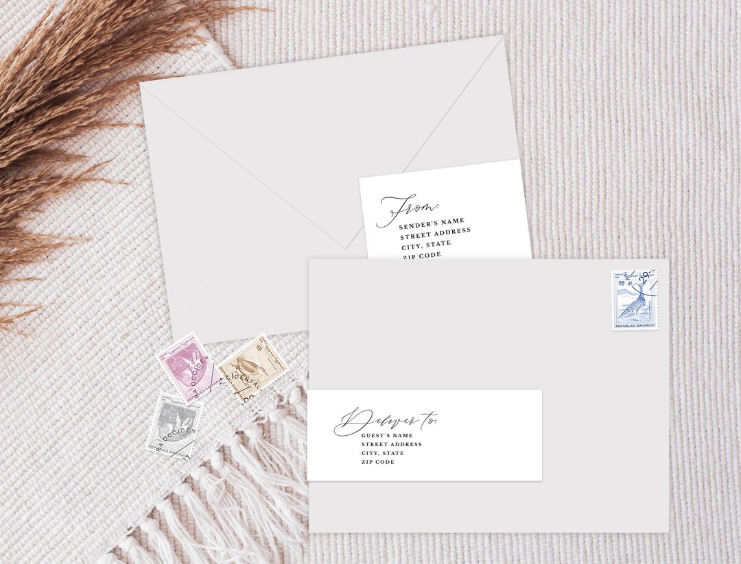 Editable Script Wrap Around Address Labels, Any Text or Colors Envelope ...