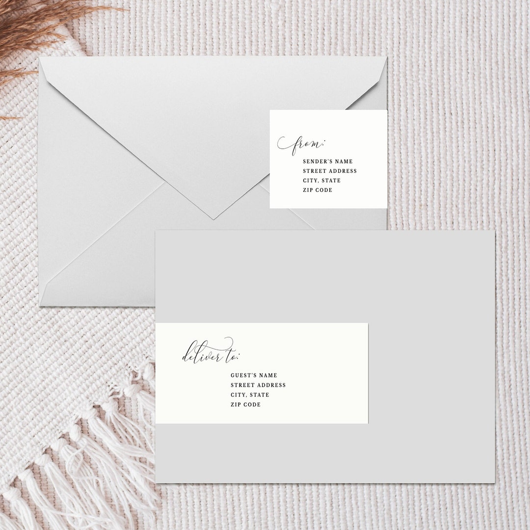 Editable Minimalist Script Wrap Around Address Labels, Envelope Address ...