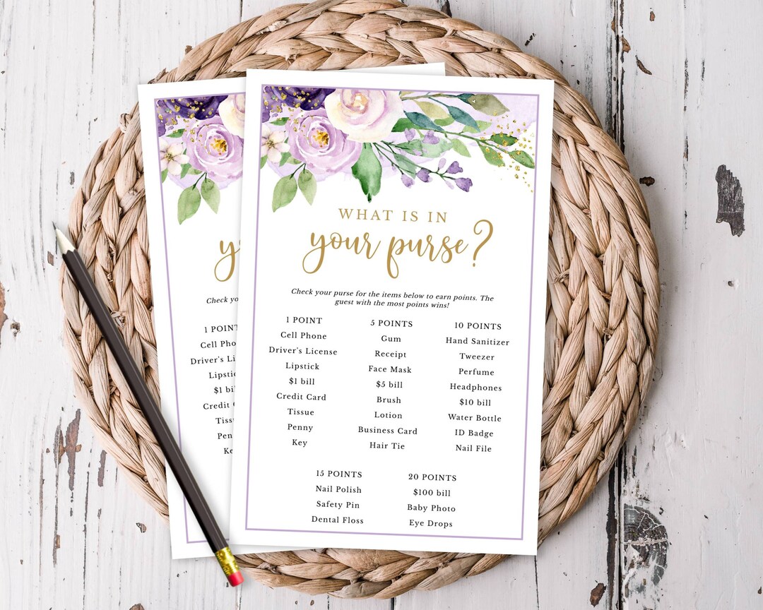 Printable Bridal Shower Games Purple and Gold Watercolor Roses What's ...