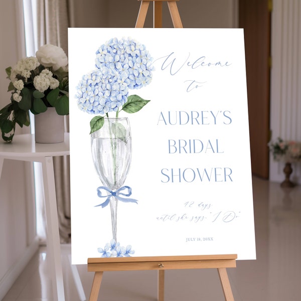 Blue Hydrangea Bridal Shower Menu - Etsy