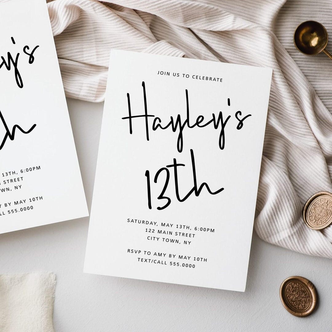 Simple Birthday Invitation, Any Age, Teenage Adult Him Her, Custom ...