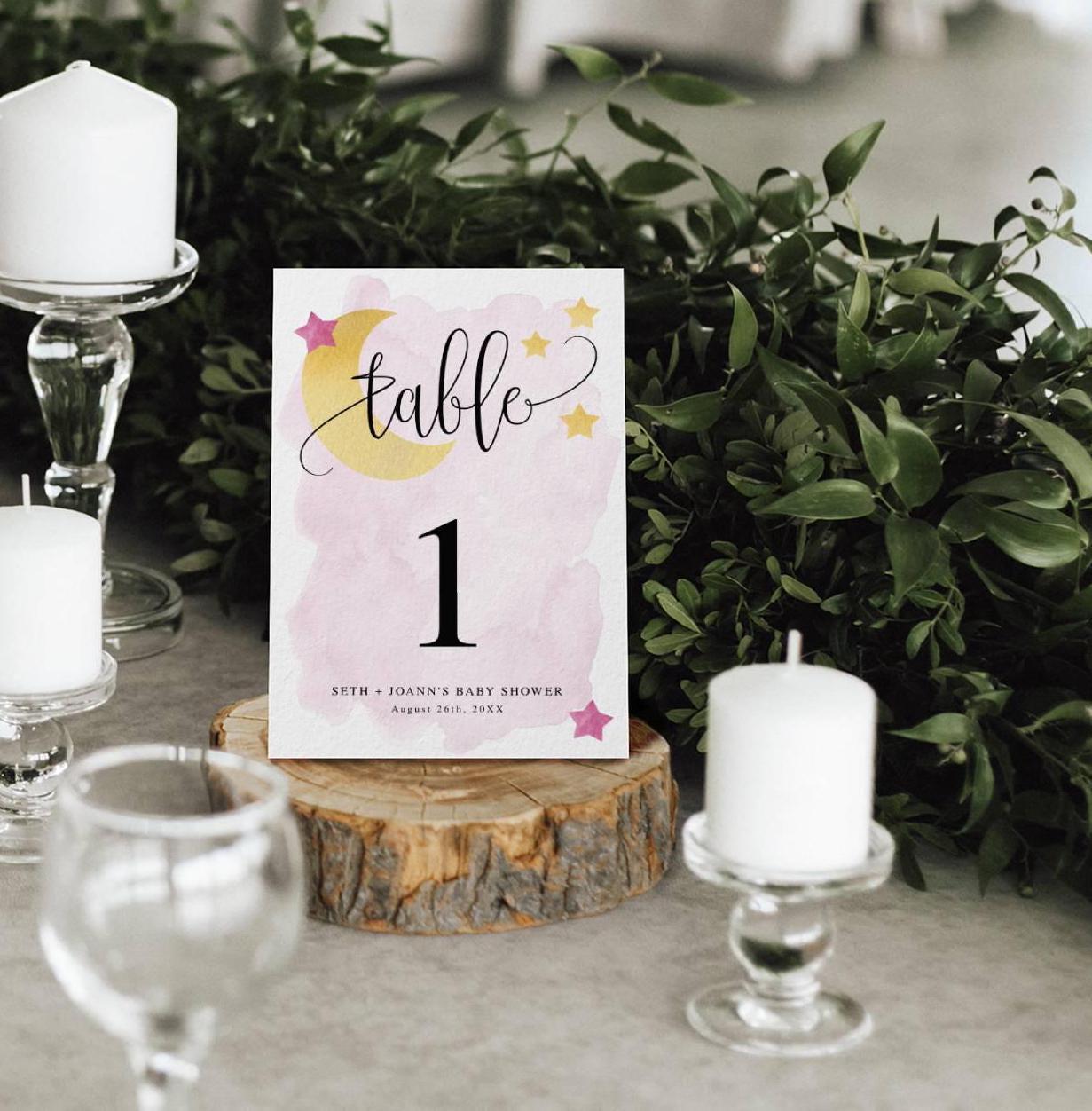Pink Over the Moon Baby Shower Welcome Seating Chart in 3 Sizes ...