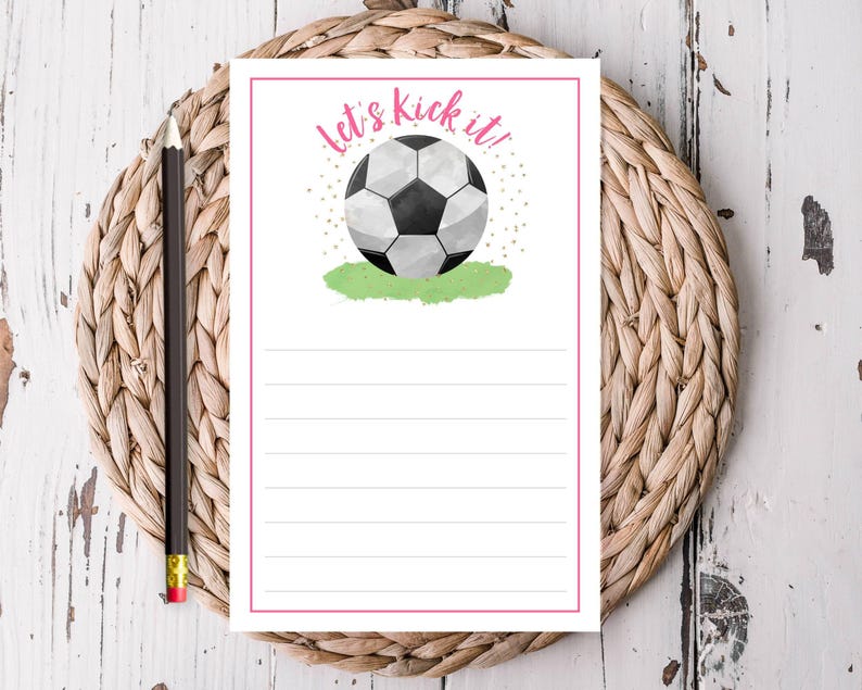 Printable Soccer Ball Pink Thank You Notes, Lined or Fill in the Blank ...