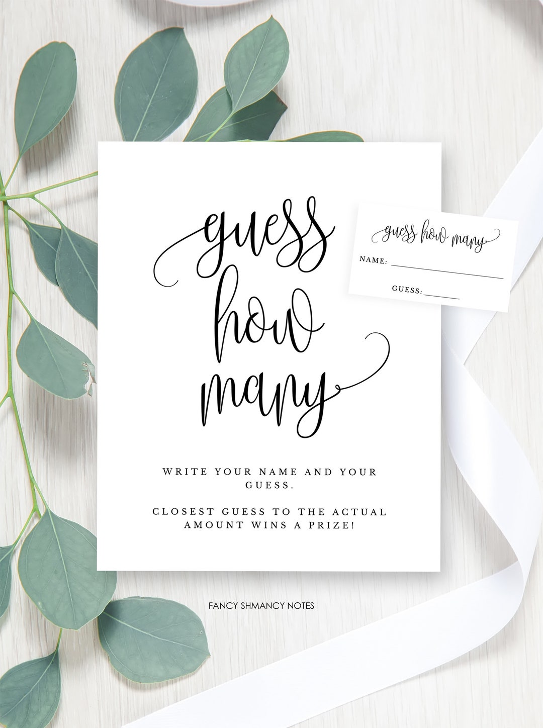 Guess How Many Game Shower Game Party Activity, Display Sign and Cards ...