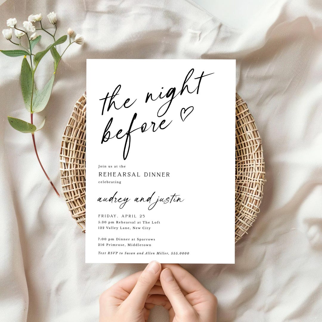 Fully Editable the Night Before Invitation-rehearsal, Welcome Party ...