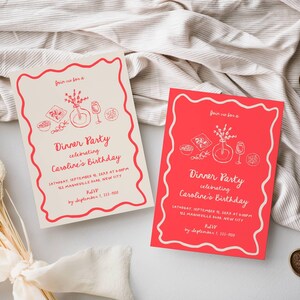 Hand Drawn Dinner Party Birthday Invitation Scribble Frame, Whimsical ...