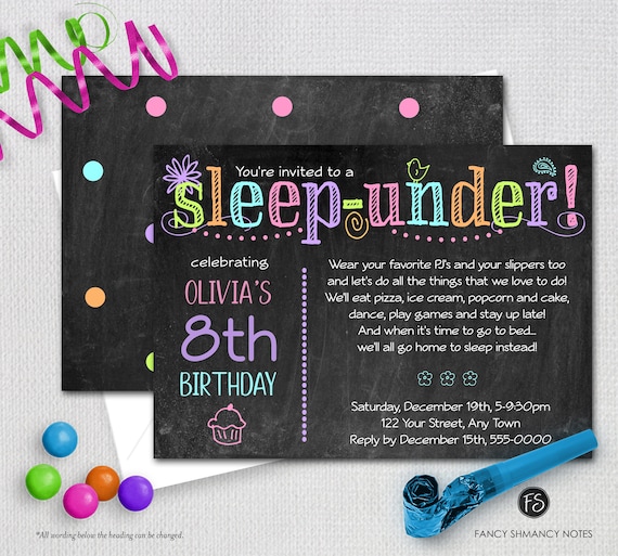 Half Sleepover, Sleep Under Invitation, Editable Text, Any Age ...