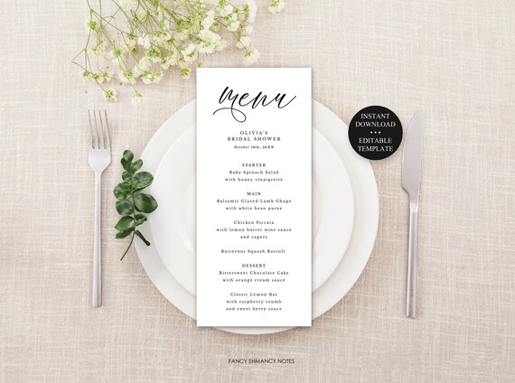 Trendy Script Menu Template, Custom Colors and Fully Editable Text ...