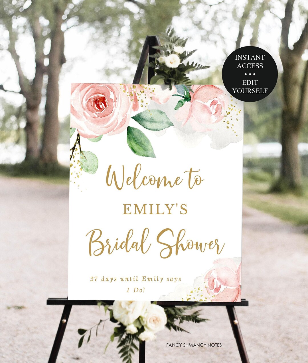 Pink Floral Editable Welcome Sign, ANY Event-birthday Shower Wedding ...