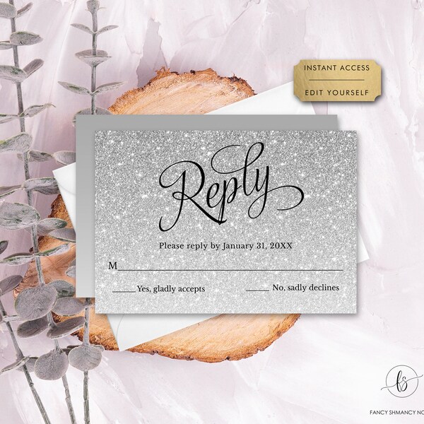 Silver Glitter Card - Etsy
