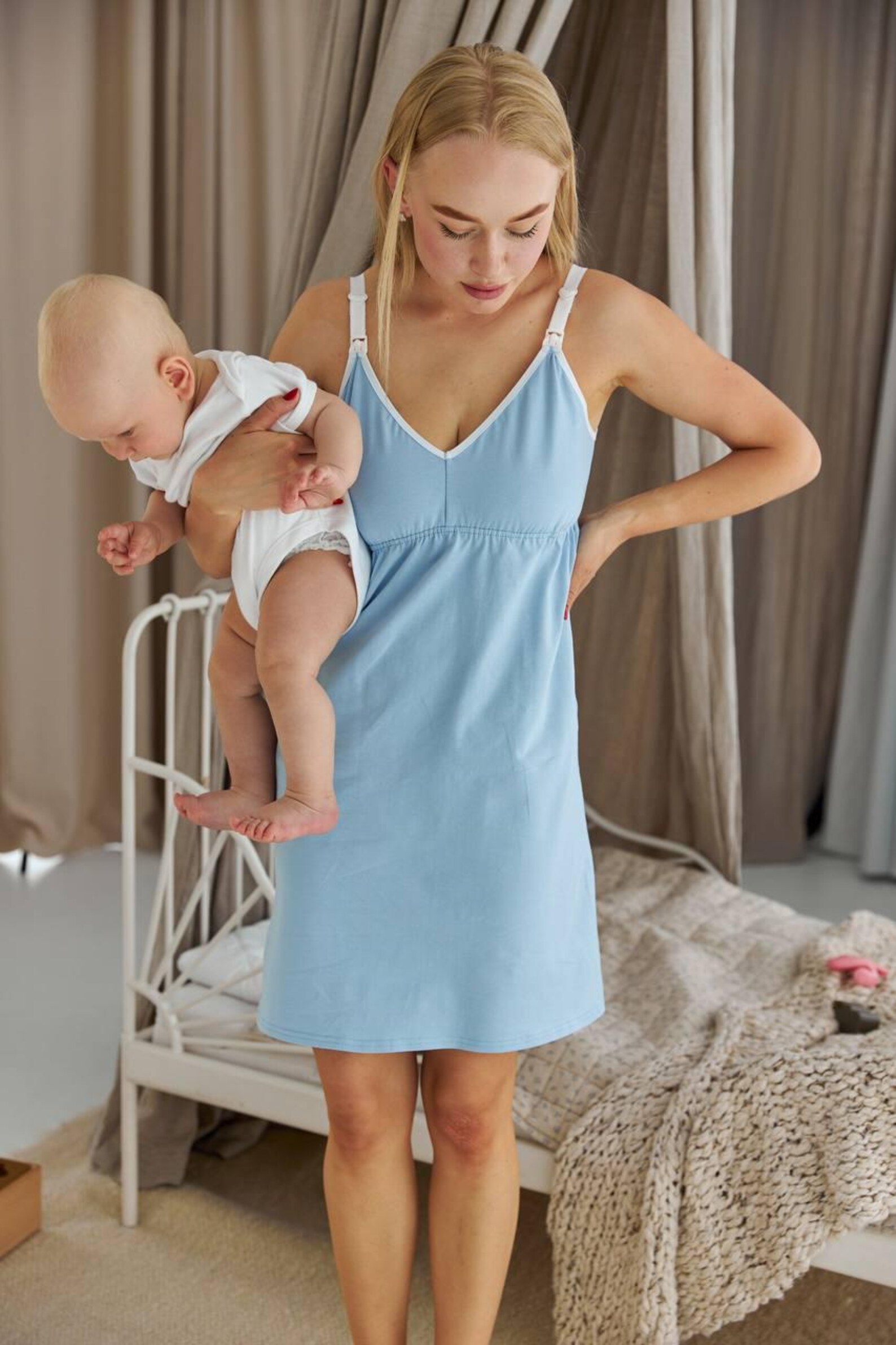 Maternity Nightgown for Nursing | Postpartum Dress | Cotton Sleepwear ...