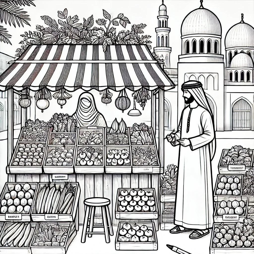 Middle Eastern Coloring Page – Printable Line Art for Relaxation - Etsy