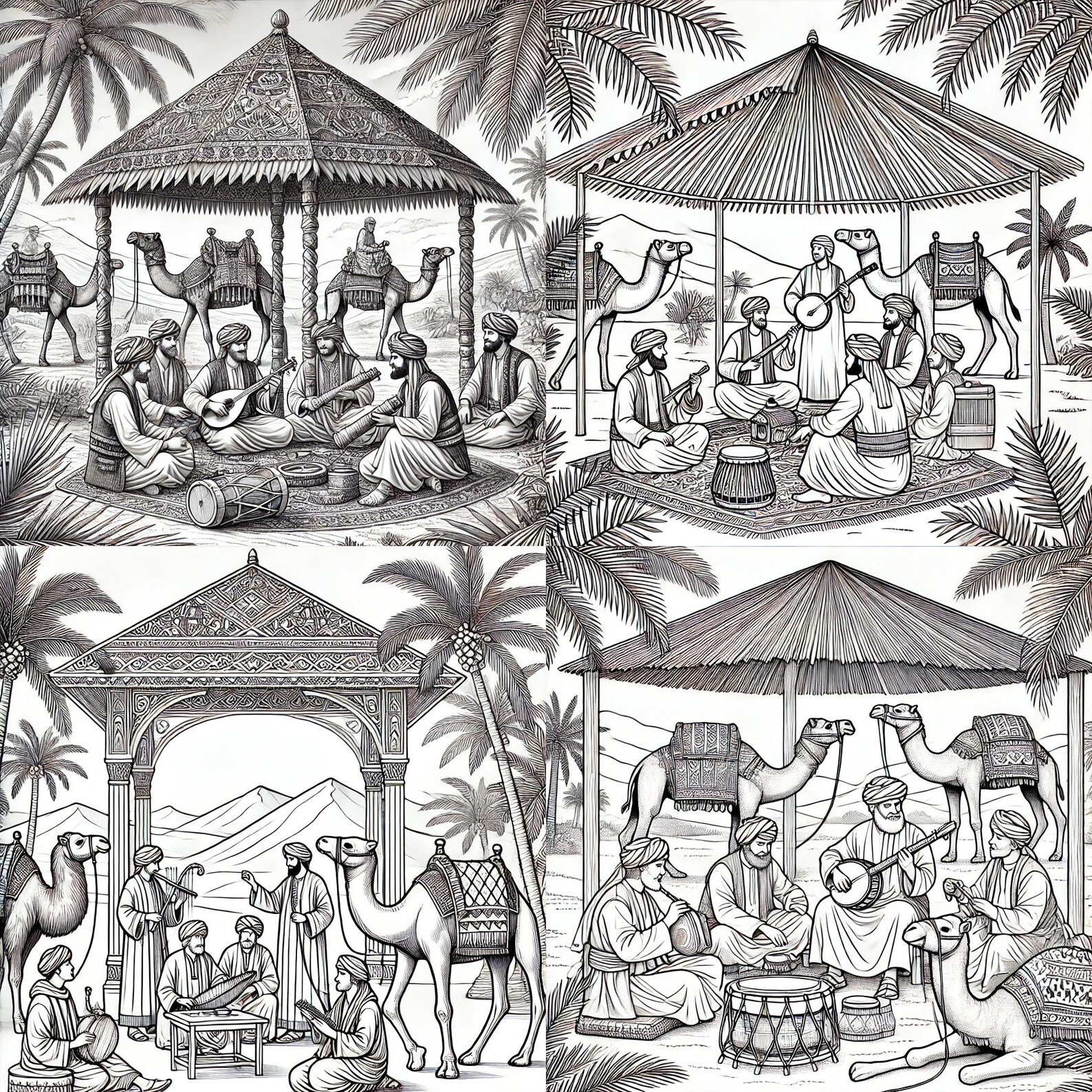 Middle Eastern Coloring Page – Printable Line Art for Relaxation - Etsy