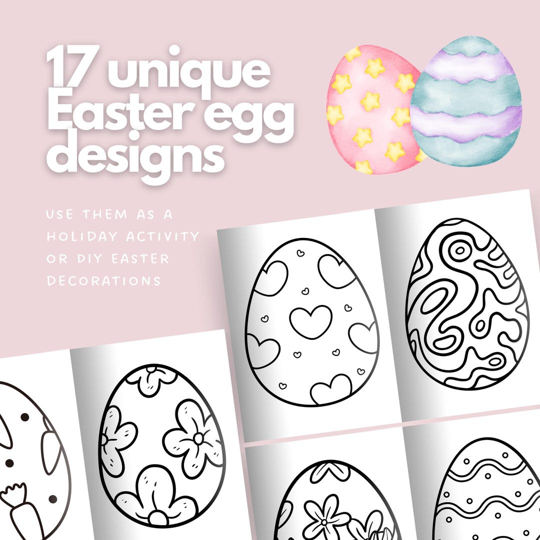 Easter Egg Coloring Pages | Digital Download | 17 Unique Easter Egg ...