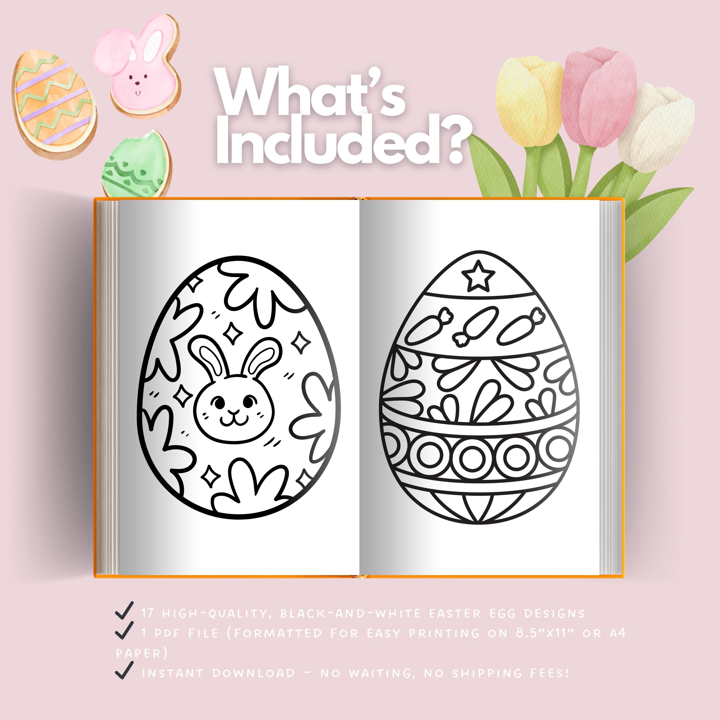 Easter Egg Coloring Pages | Digital Download | 17 Unique Easter Egg Designs | Printable Easter ...
