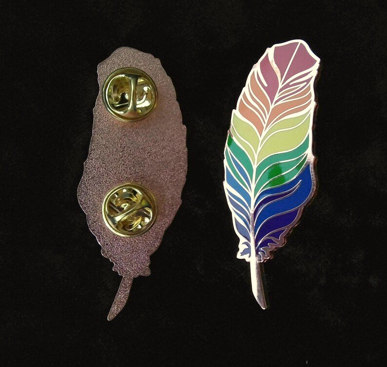 Rainbow Pride Feather Enamel Pin LGBT | Etsy