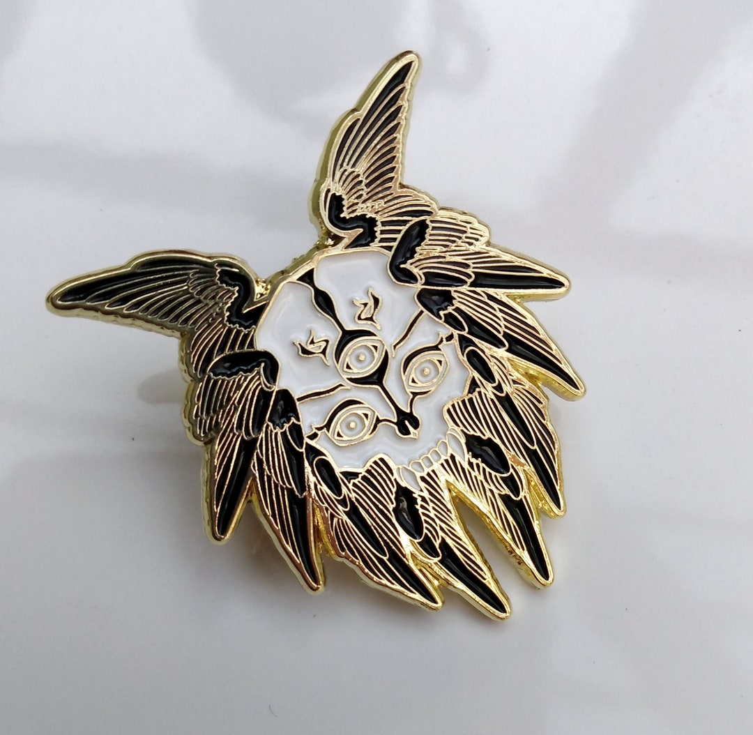 White Skull Mask Winged Angel Enamel Pin - Etsy