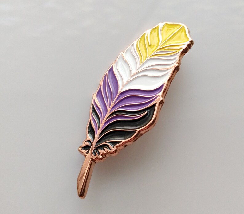 Non-binary Enby Pride Feather Enamel Pin LGBT - Etsy