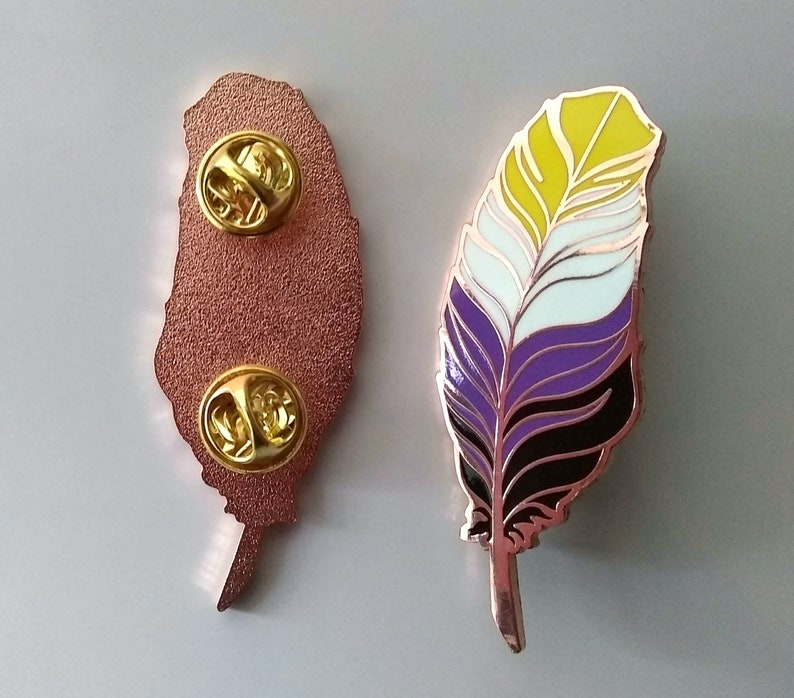 Non-binary Enby Pride Feather Enamel Pin LGBT - Etsy