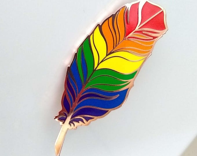 Rainbow Pride Feather Enamel Pin LGBT - Etsy