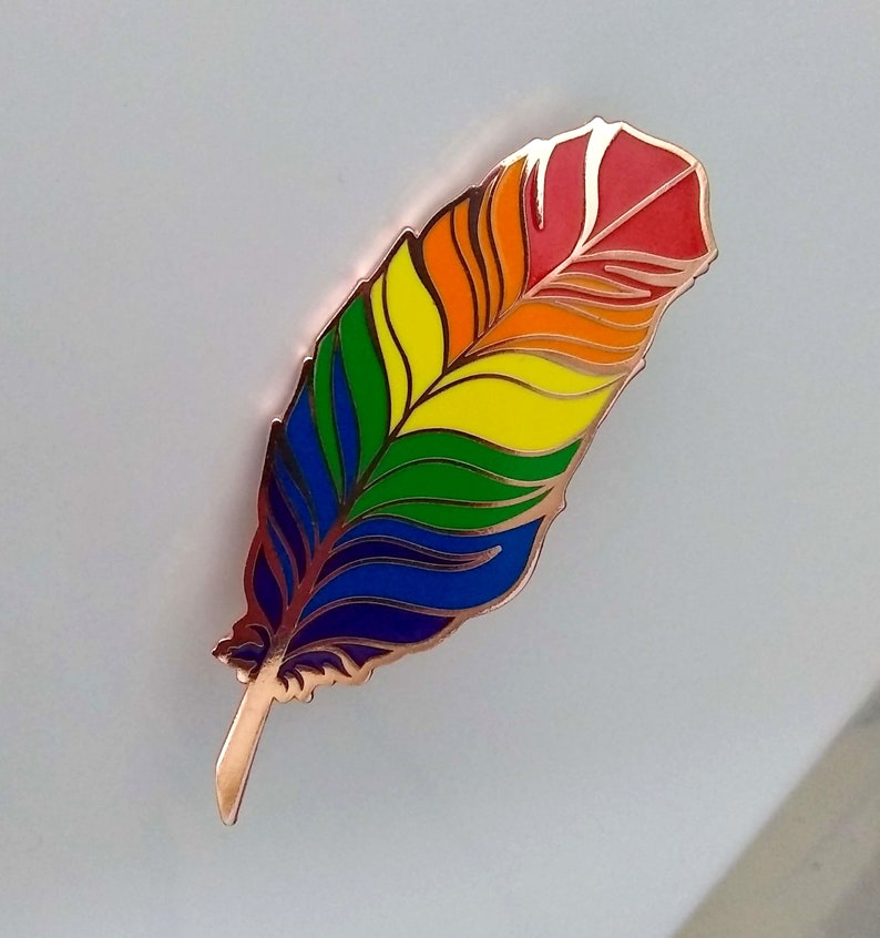 Rainbow Pride Feather Enamel Pin LGBT | Etsy