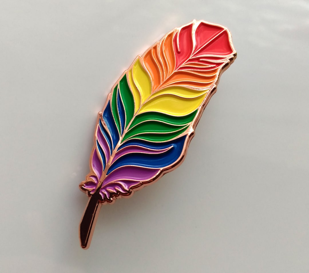 Rainbow Pride Feather Enamel Pin LGBT - Etsy
