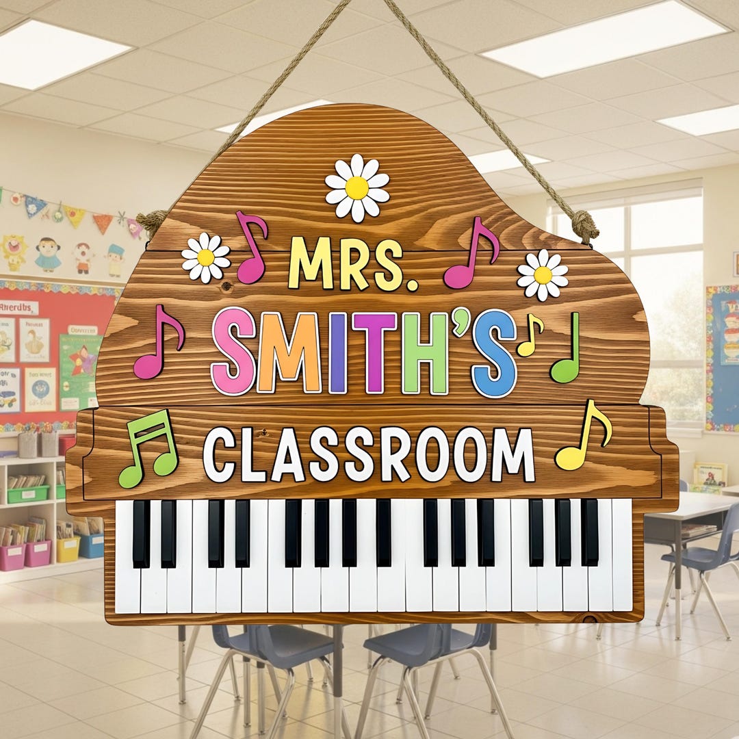 Personalized Music Classroom Door Sign With Piano Keys and Colorful ...