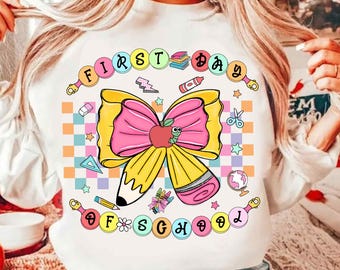 First Day of School Png Preppy Teacher Bracelets Png Back to School Png ...