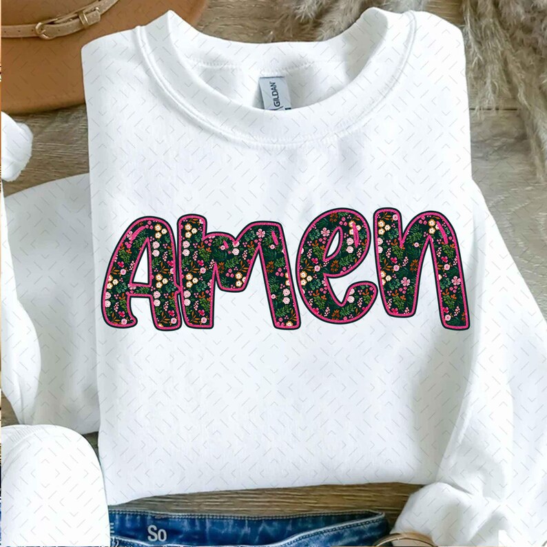 Floral Glitter Amen PNG, Retro Amen Png, Preppy Easter Png, Amen Png ...