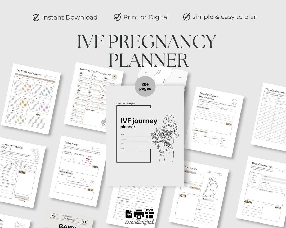 IVF Planner Printable, IVF Pregnancy Journal, Fertility Tracker Planner ...