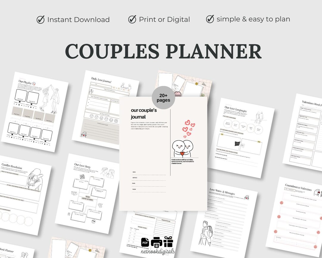 Couples Planner Journal Printable, Relationship Journal Challenge ...