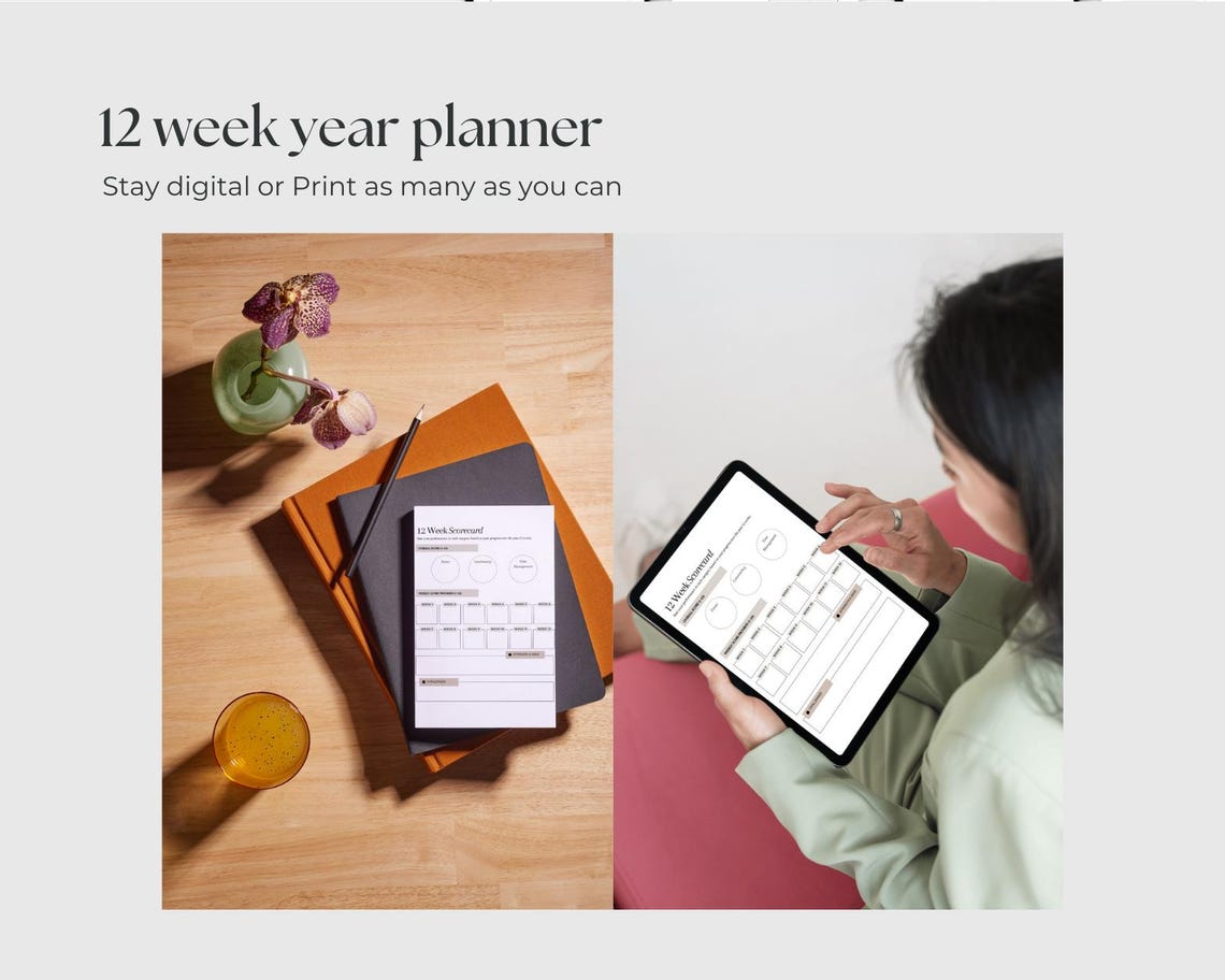 12 Week Year Planner Template Printable 90 Day Goal Planner Editable 12 ...