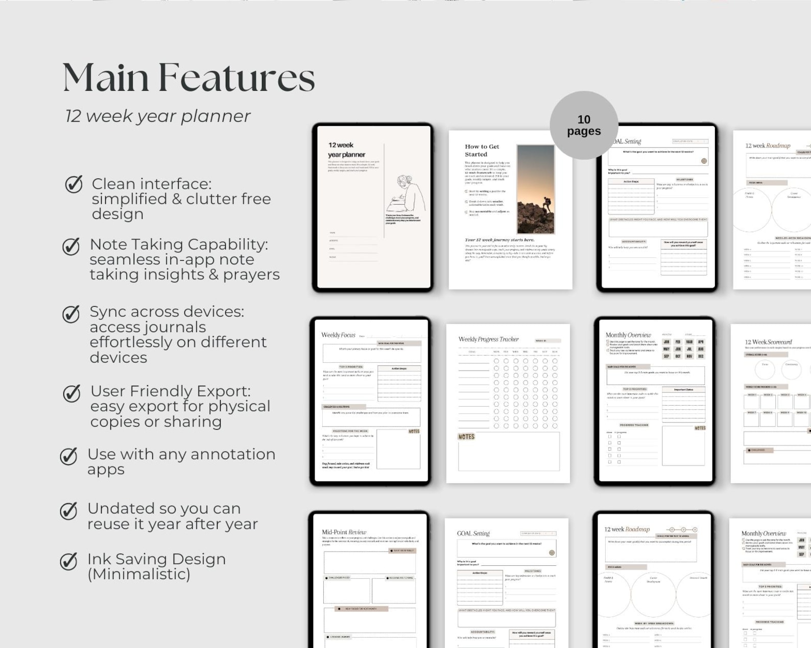 12 Week Year Planner Template Printable 90 Day Goal Planner Editable 12 ...