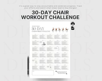 30 Day Chair Workout Challenge Printable | Chair Yoga Guide | 10 Mins ...