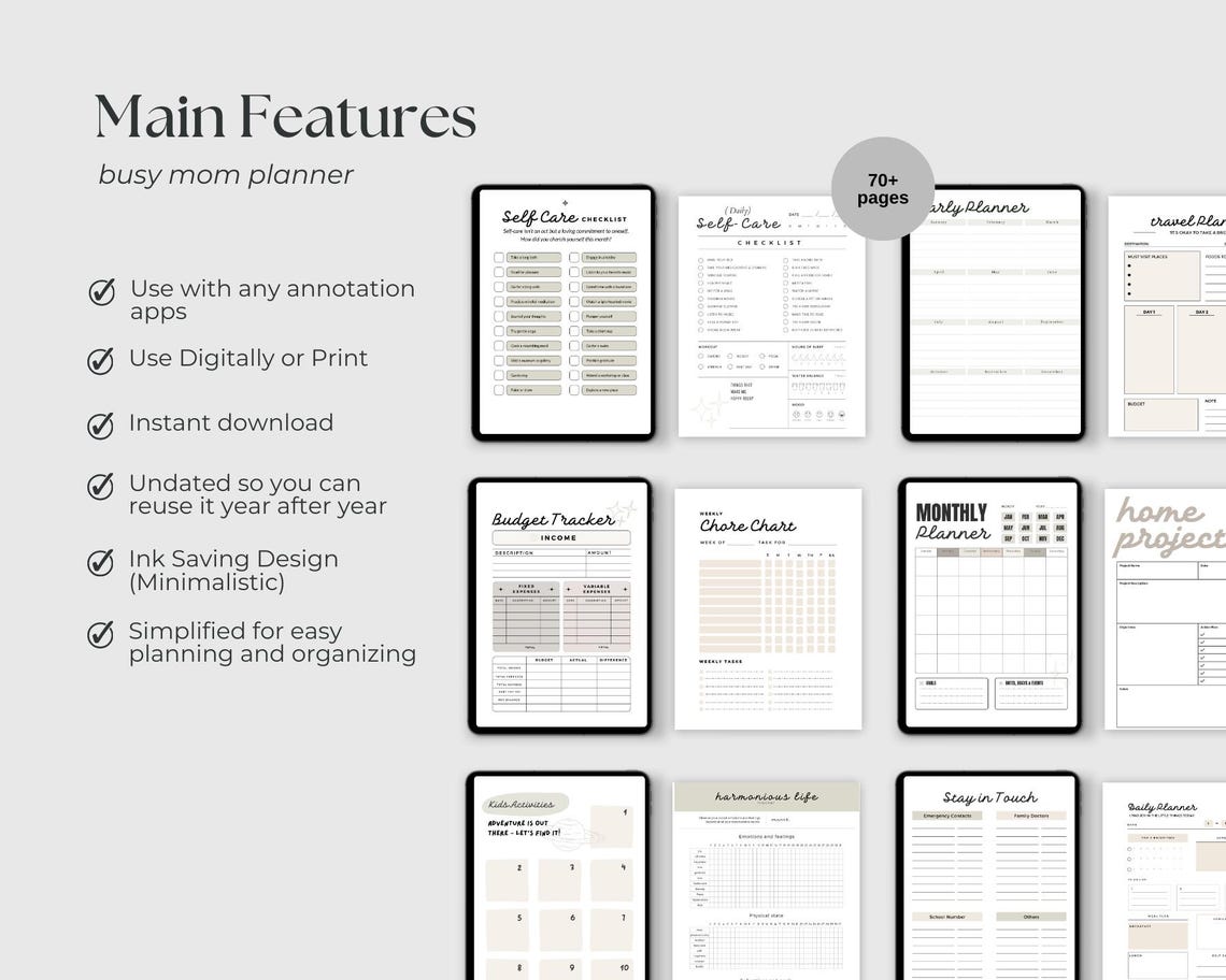 Digital Mom Planner, Mom Life Planner, Busy Mom, Digital Life Planner ...